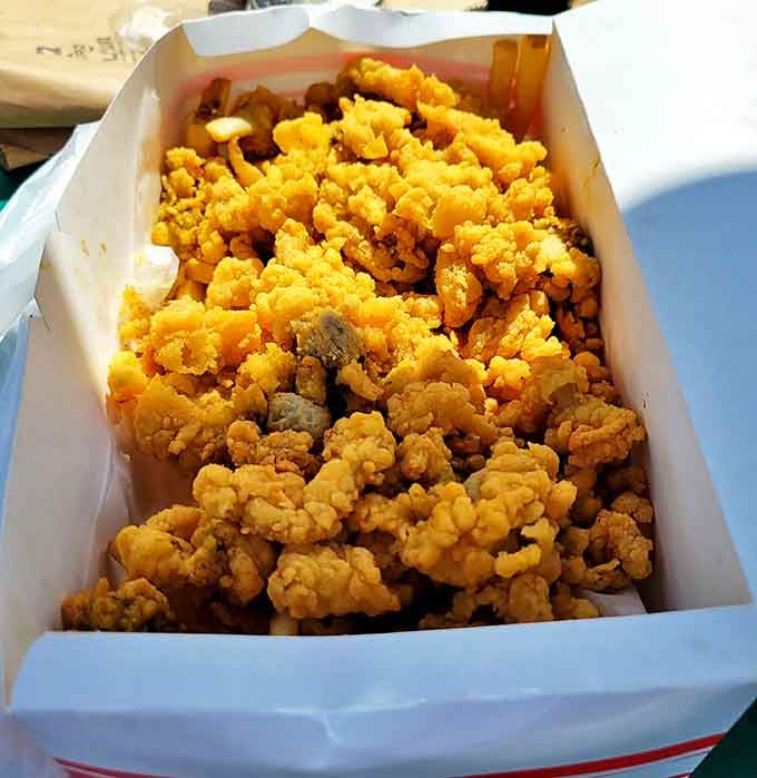 These golden-fried clams aren't just food; they're little crunchy treasures from the sea, worth their weight in New England gold.