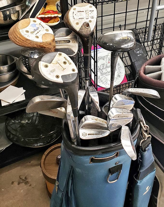 Golf clubs that have seen more action than most weekend warriors, just waiting for their next chance at glory on Kentucky greens.