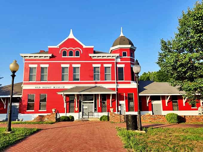 The Old Depot Museum's vibrant red facade practically shouts "come inside!" Victorian architecture with a side of Southern storytelling awaits.