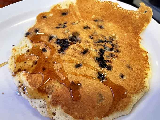 Blueberry pancakes that don't need a filter&mdash;just pure maple syrup cascading down those golden slopes of breakfast perfection.