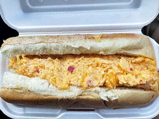 Pimento cheese on a hot dog? It's not a dream, it's a revelation&mdash;comfort food squared and served in a boat of happiness.