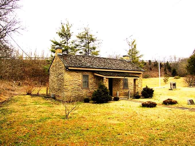 This isn't just any stone house—it's the historic Sparta Rock House, where history whispers from every carefully placed limestone block.
