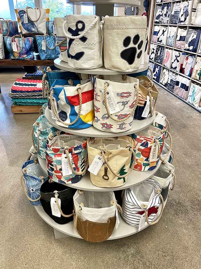 Nautical-themed totes that practically scream "Maine vacation!" Perfect for carrying home all the other things you didn't plan to buy.