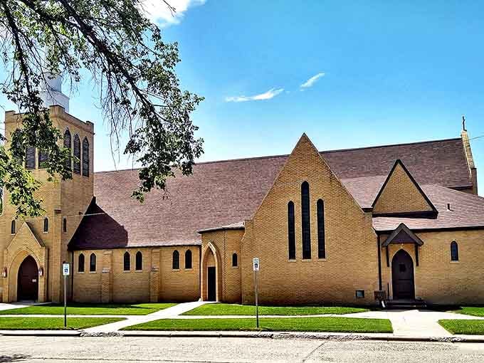 Trinity Lutheran Church stands as a testament to community values. The beautiful brick architecture reflects the solid foundation of faith and fellowship in Miles City.