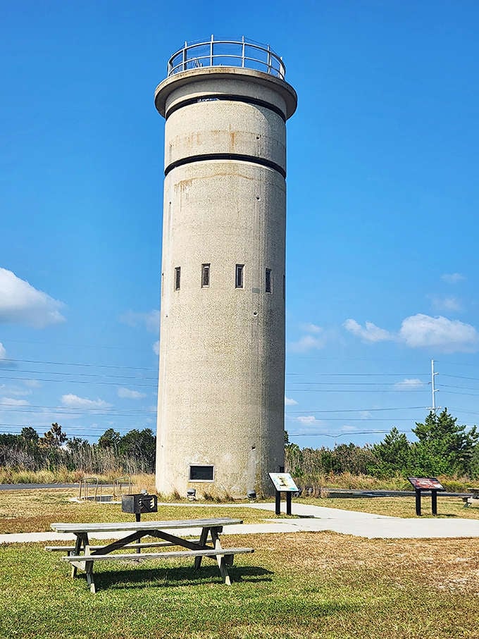 This WWII observation tower once watched for enemy submarines. Now it watches over beachgoers, standing sentinel like a concrete grandfather clock of coastal history.