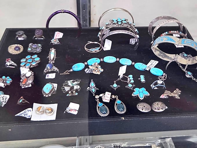Turquoise jewelry that would make any Southwest enthusiast weak at the knees. Each piece carries its own history and craftsmanship.