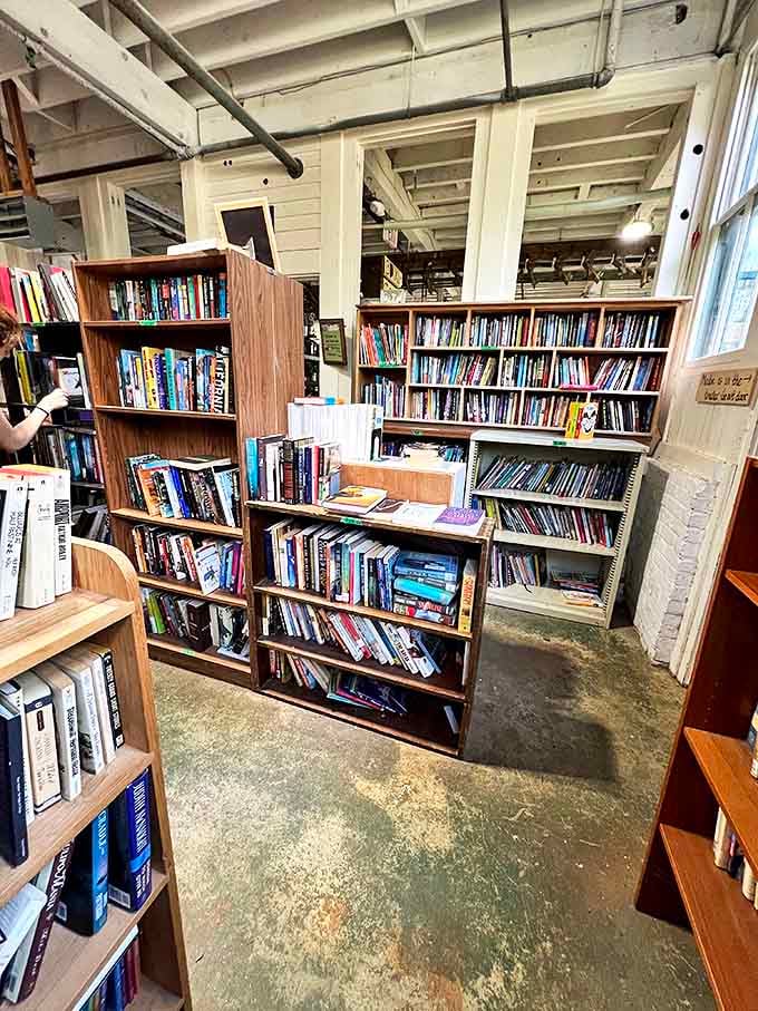 Bibliophiles, prepare to lose track of time! These wooden shelves hold everything from forgotten bestsellers to that cookbook your grandmother swore by.