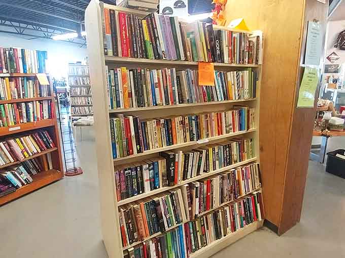 Bookworms, rejoice! These shelves hold literary journeys at bargain prices&mdash;from beach reads to classics, each spine representing someone else's finished adventure ready for yours to begin.
