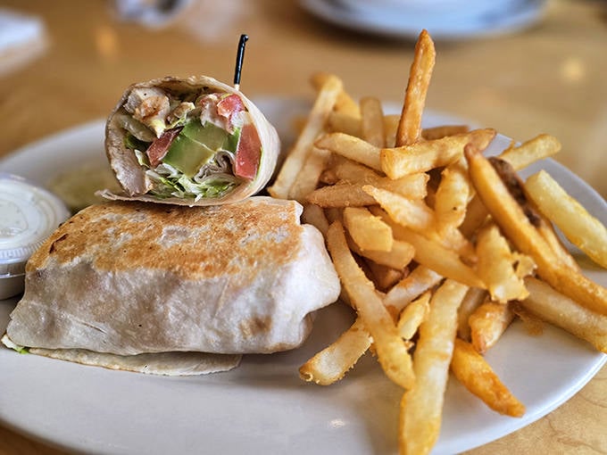 This wrap isn't just lunch &ndash; it's a portable feast of fresh ingredients that makes sad desk lunches everywhere hang their heads in shame.