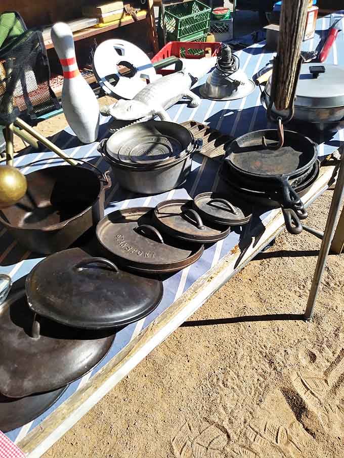 Cast iron heaven! These seasoned beauties have stories to tell and decades of cooking magic left in them.