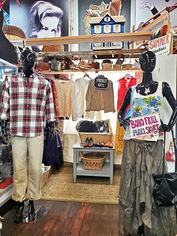 Fashion time capsules on display! These mannequins aren't just modeling clothes&mdash;they're showcasing entire decades, from plaid perfection to boho chic.