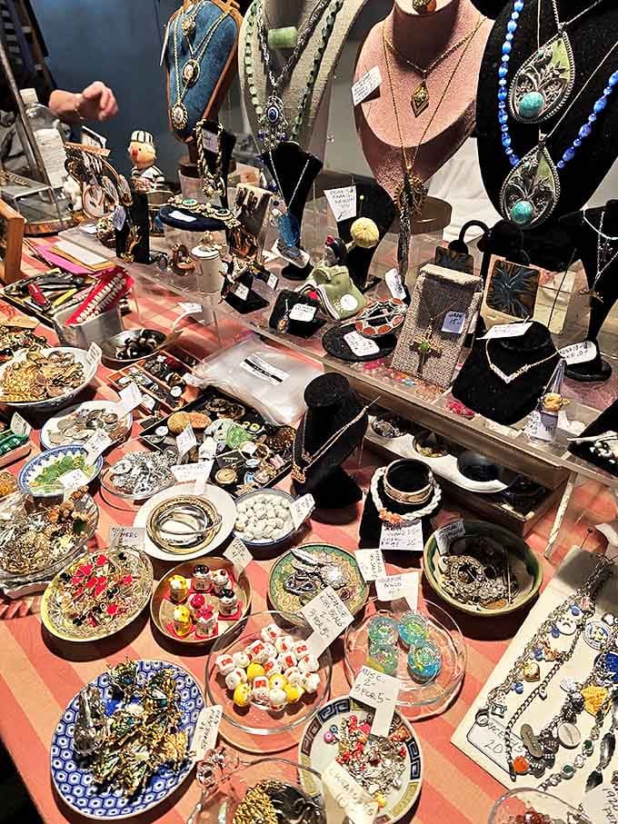 Jewelry displays that would make a magpie jealous! Each dish holds potential treasures waiting for their forever homes.