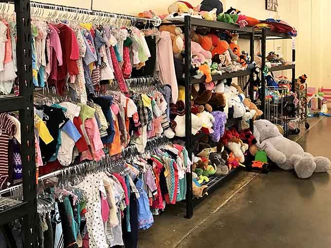 The children's section &ndash; a rainbow of tiny garments and stuffed companions that have stories to tell and new adventures to join.