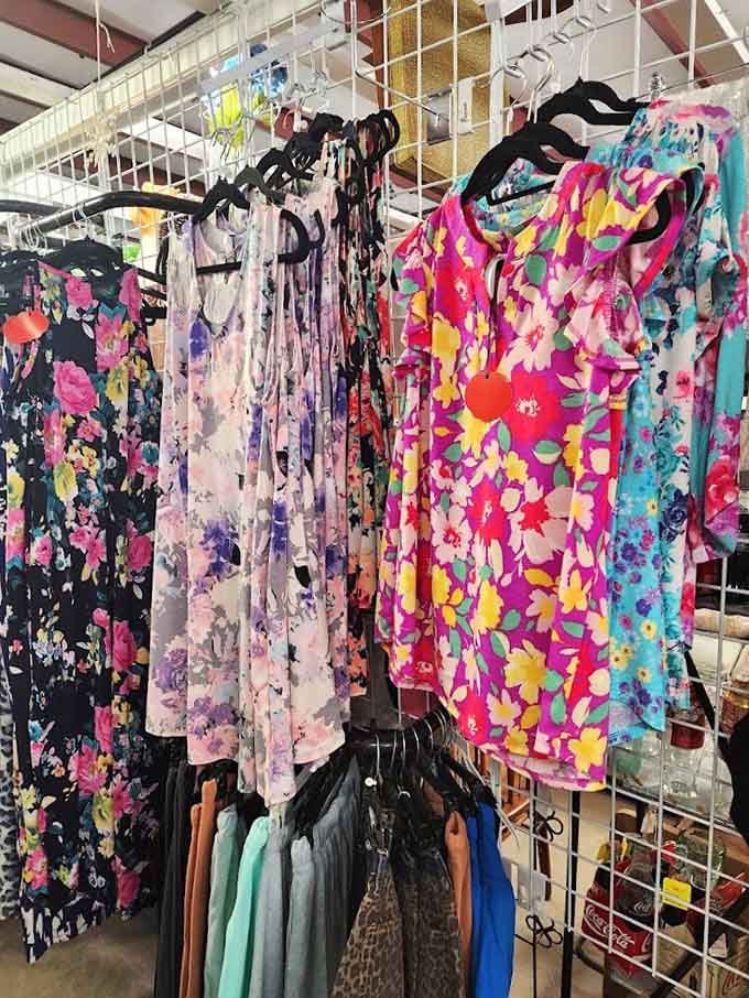 A riot of floral patterns that would make a garden jealous. These vibrant vintage blouses are just waiting for their second act.