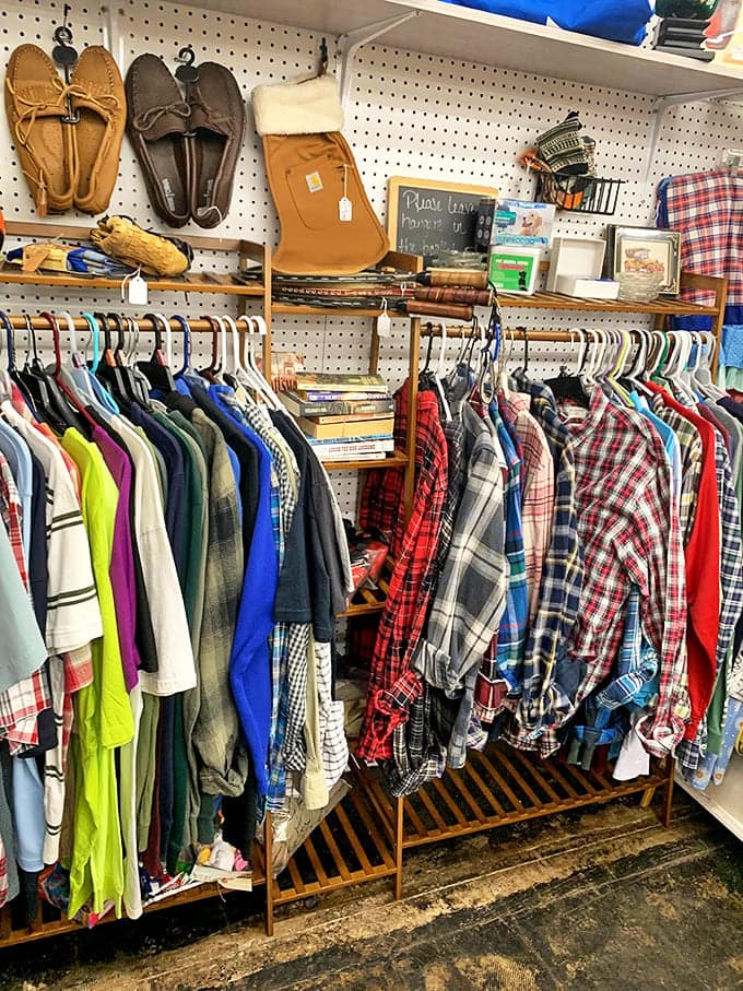 The clothing racks&mdash;where flannel shirts hang like West Virginia's unofficial flag and each garment waits for its second chance at making a first impression.