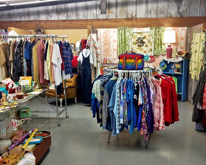 Clothing racks bursting with decades of fashion statements. That rainbow-striped shirt has stories to tell that Instagram filters can't replicate.