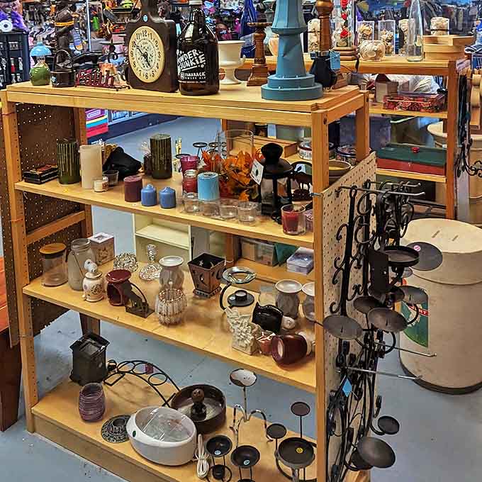 Shelf after shelf of domestic possibilities. These aren't just home goods; they're time capsules of American design waiting for their second act.