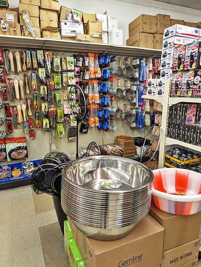 Kitchen essentials meet unexpected treasures. Those stainless steel mixing bowls aren't just practical&mdash;they're practically stealing at these prices.