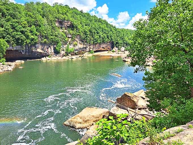 The river's gentle curves and limestone cliffs create nature's perfect swimming hole. Just add sunshine and that childhood sense of summer freedom.