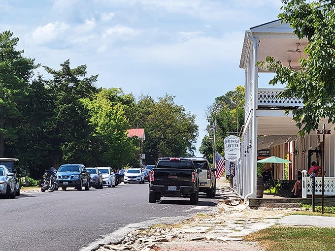 Arrow Rock's main street looks like it's waiting for a horse and buggy to come around the corner.