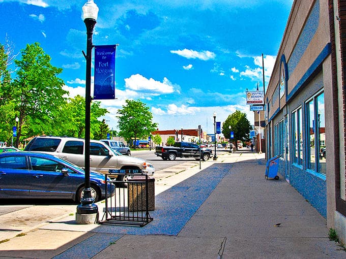 Fort Morgan's welcoming banner sets the tone for a town where nobody's in a hurry to get anywhere.