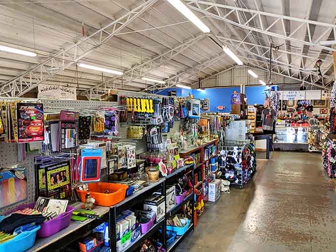 Bright aisles overflow with colorful merchandise in this massive indoor market where bargain hunters find their happy place.