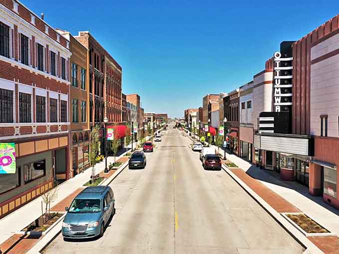 Ottumwa's revitalized downtown stretches wide like a red carpet welcoming visitors to discover small-town treasures.