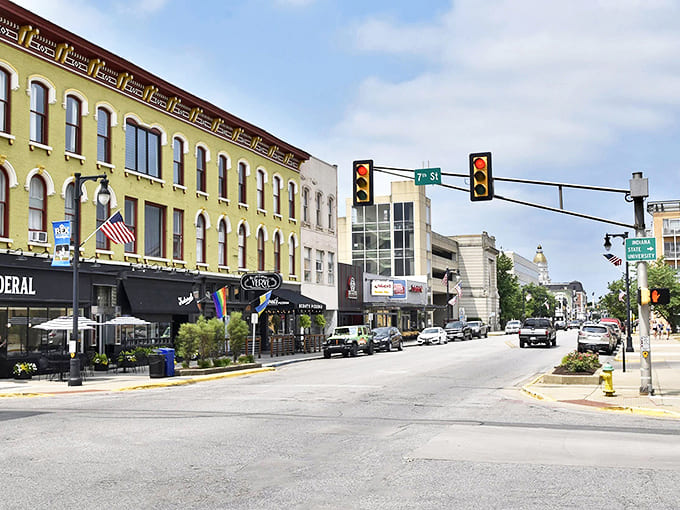 Terre Haute's colorful historic buildings create a vibrant downtown palette where your Social Security check stretches like an artist's canvas.