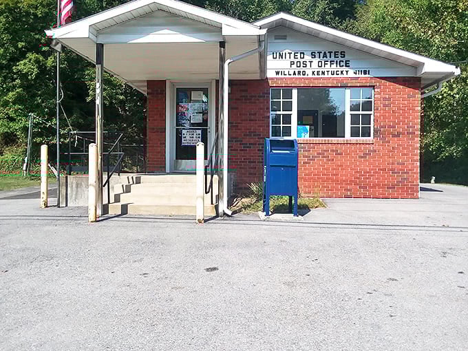 Willard's tiny post office serves a community where housing prices might make you think you've traveled back to the 1970s.