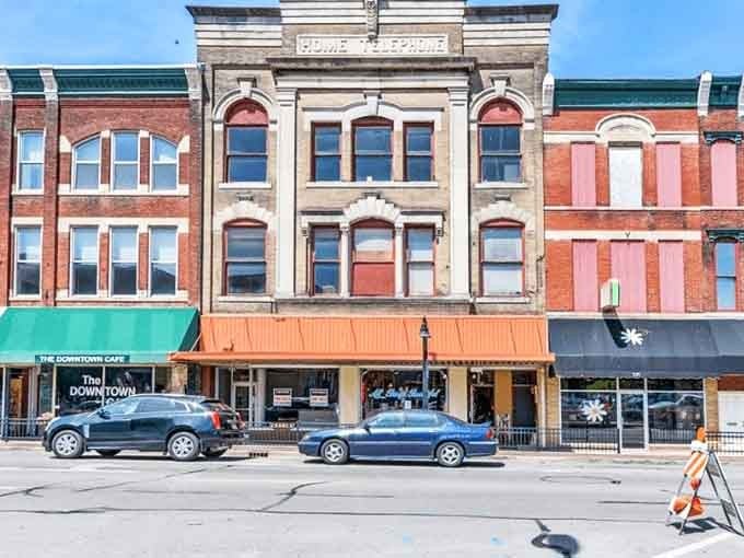 Sunlight plays across Decatur's historic facades, highlighting a city where your modest budget goes surprisingly far. Small-city amenities without big-city costs.