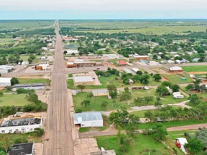 A bird's-eye view of small-town Oklahoma &ndash; where streets stretch toward the horizon and everyone knows which house belongs to whom.