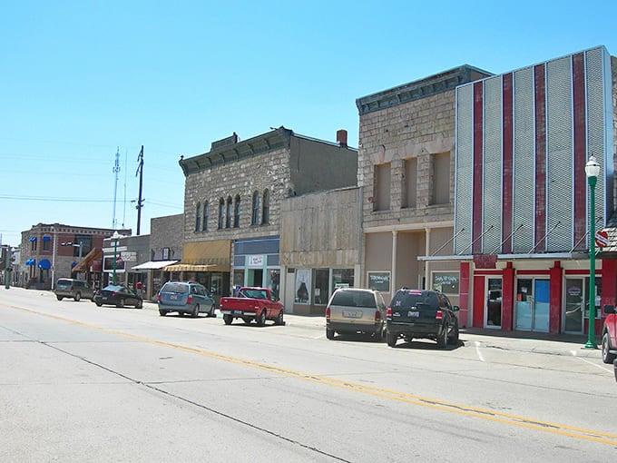 Valentine's historic downtown features weathered stone buildings and classic architecture that have witnessed generations of small-town Nebraska life.