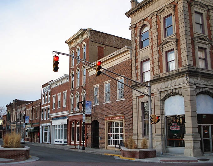 Downtown Vincennes showcases beautiful brick buildings and charming storefronts that invite visitors to explore this historic Indiana river town.
