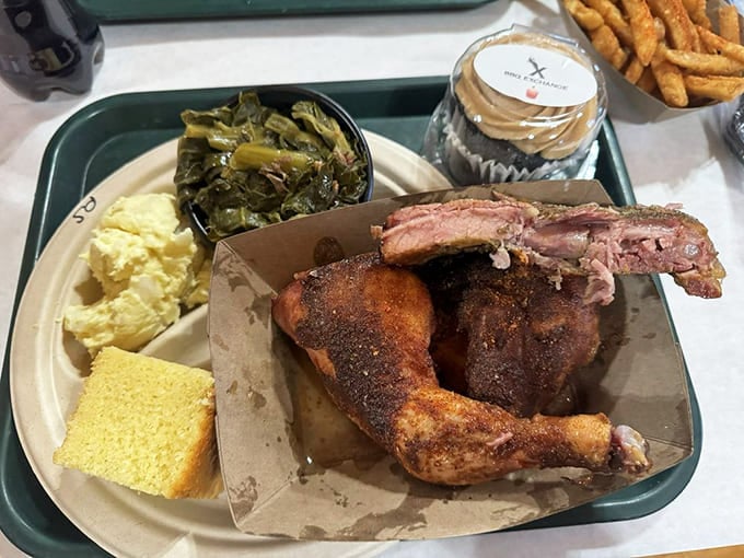 Proof that chicken deserves respect in the barbecue world. Juicy meat, crispy skin, and sides that don't play second fiddle.