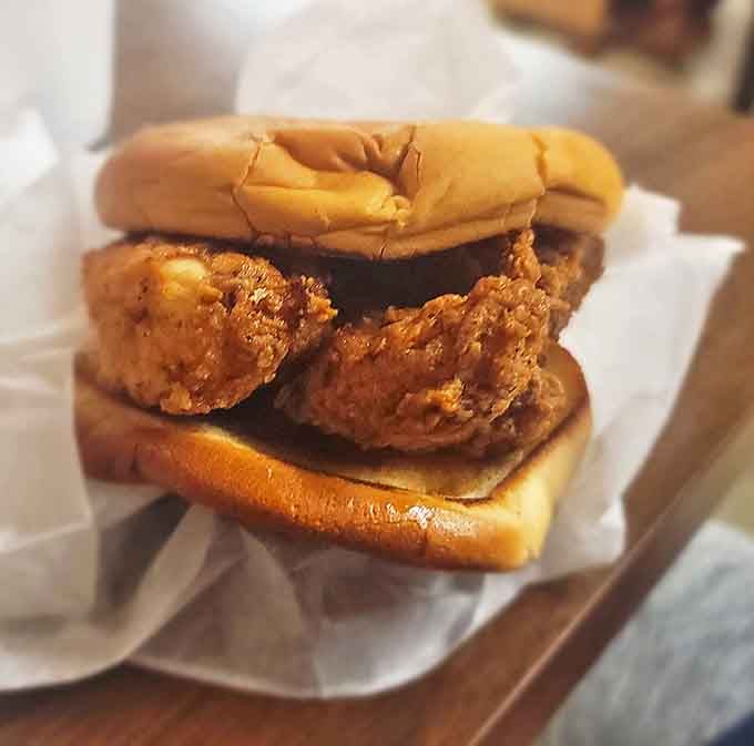 A chicken sandwich that doesn't need a social media manager or marketing team&mdash;just two hands and an appreciation for simple perfection.