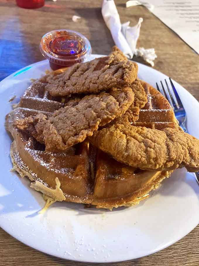 Chicken and waffles: the breakfast-lunch alliance that proves some of history's greatest partnerships happen on a plate.