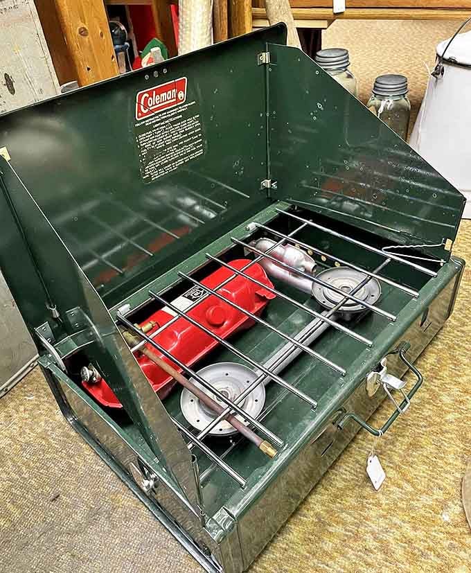 The Coleman camp stove that launched a thousand family camping trips. Before there were food trucks, there were dads making pancakes on these.