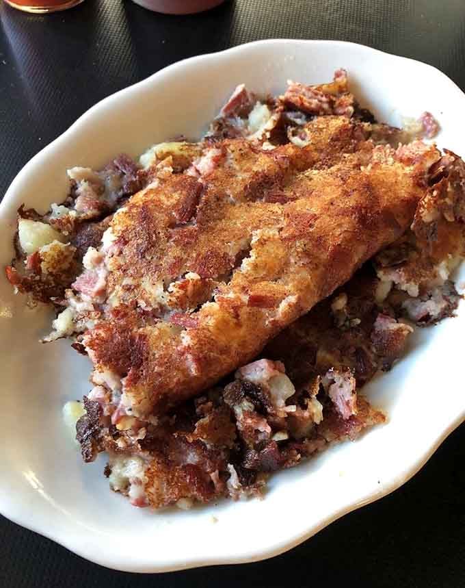 Corned beef hash at Mike's isn't that sad, mushy stuff from a can&mdash;it's a glorious mountain of crispy-edged, savory heaven.
