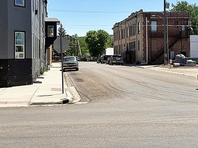 Quiet streets that speak volumes. In Fort Benton, rush hour means three cars at the four-way stop.