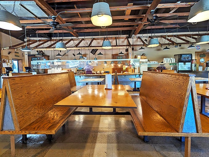 These wooden booths have witnessed more local gossip than a barber shop. Classic diners: where calories don't count and everyone knows your order.