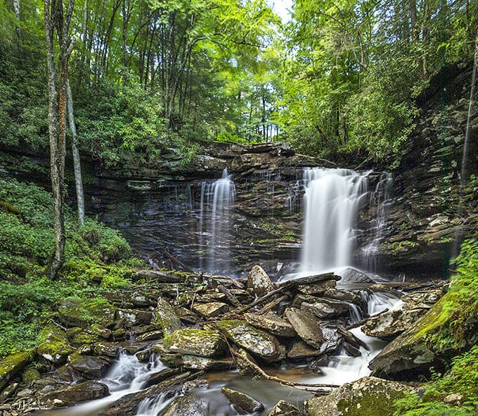 The Falls of Hills Creek performs nature's version of a three-tiered fountain display, no electricity or maintenance crew required.
