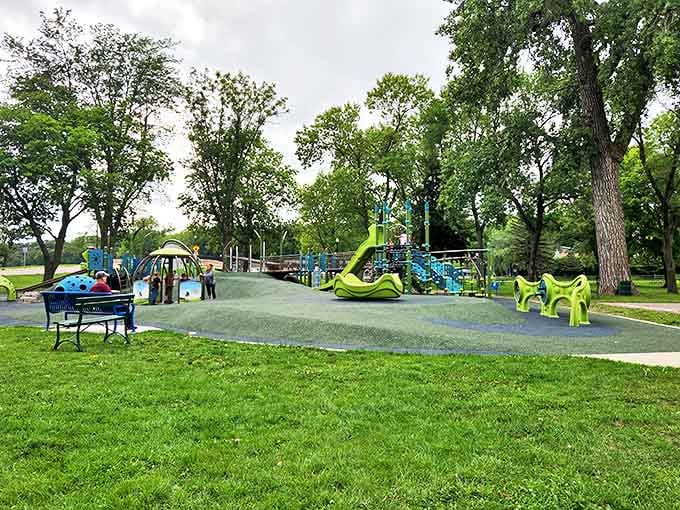 Gomsrud Park offers modern playground equipment surrounded by mature trees &ndash; where grandkids can play while you enjoy a moment's peace.