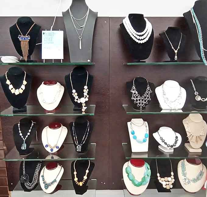 Costume jewelry that tells a thousand stories. That turquoise statement necklace could transform your plain white tee into "I meant to look this fabulous today."