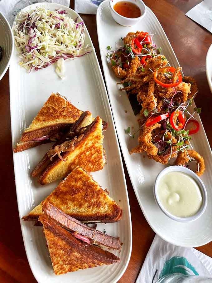 Whoever first thought to combine kalua pig with grilled cheese deserves a Nobel Prize in Deliciousness. The calamari's not too shabby either!