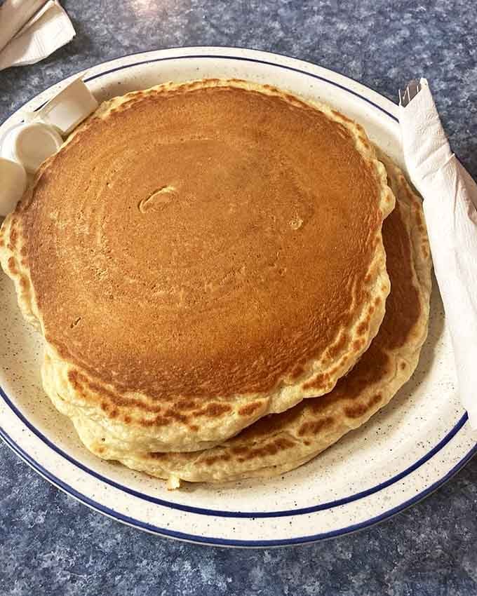 Pancakes so perfectly golden they belong in a breakfast hall of fame &ndash; the diner equivalent of hitting a home run.