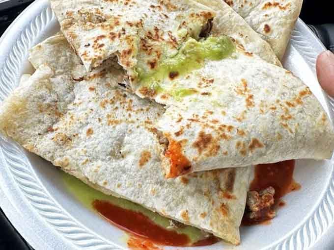 Quesadillas that achieve that perfect golden-brown exterior while hiding a molten core of cheese and savory fillings.