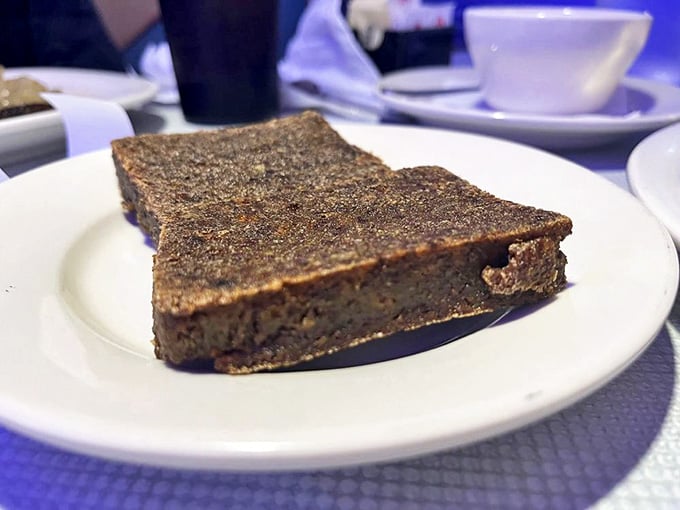 Scrapple: Delaware's breakfast of champions. Two perfectly crisped slices that'll convert even the most skeptical out-of-staters.