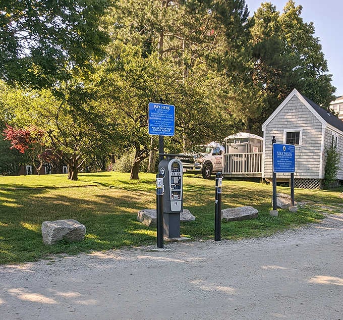 Even the parking areas in Newburyport have character &ndash; this quaint payment kiosk looks like it belongs in a New England storybook.