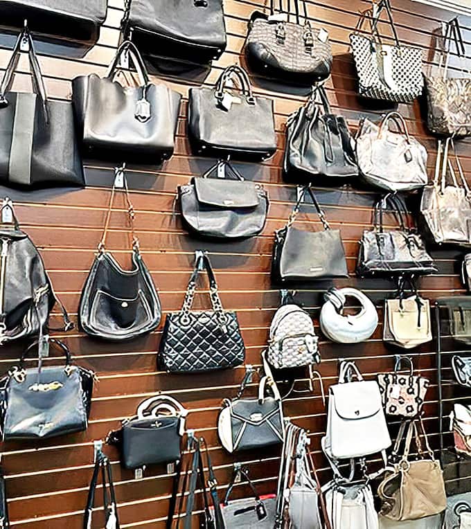 Accessories displayed with boutique-worthy care. The thoughtful arrangement transforms secondhand shopping into a curated retail experience worthy of Instagram.