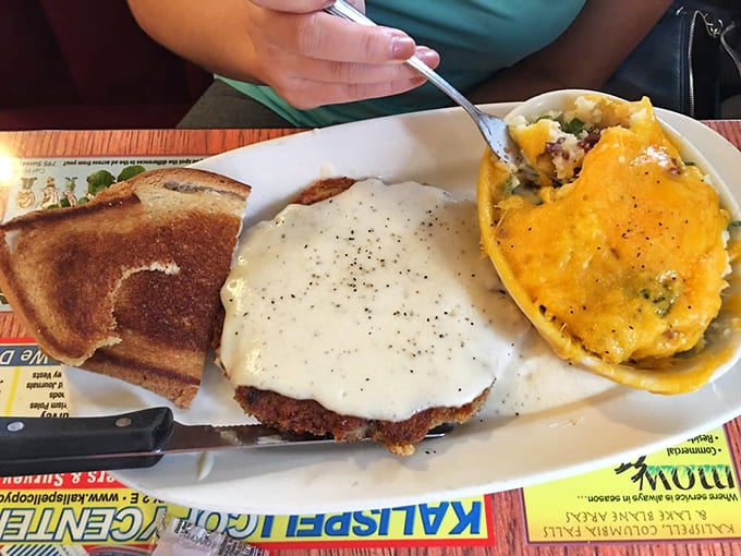 Country-fried steak with a side of toast and cheesy potatoes&mdash;the breakfast of champions or the perfect cure for last night's adventures.